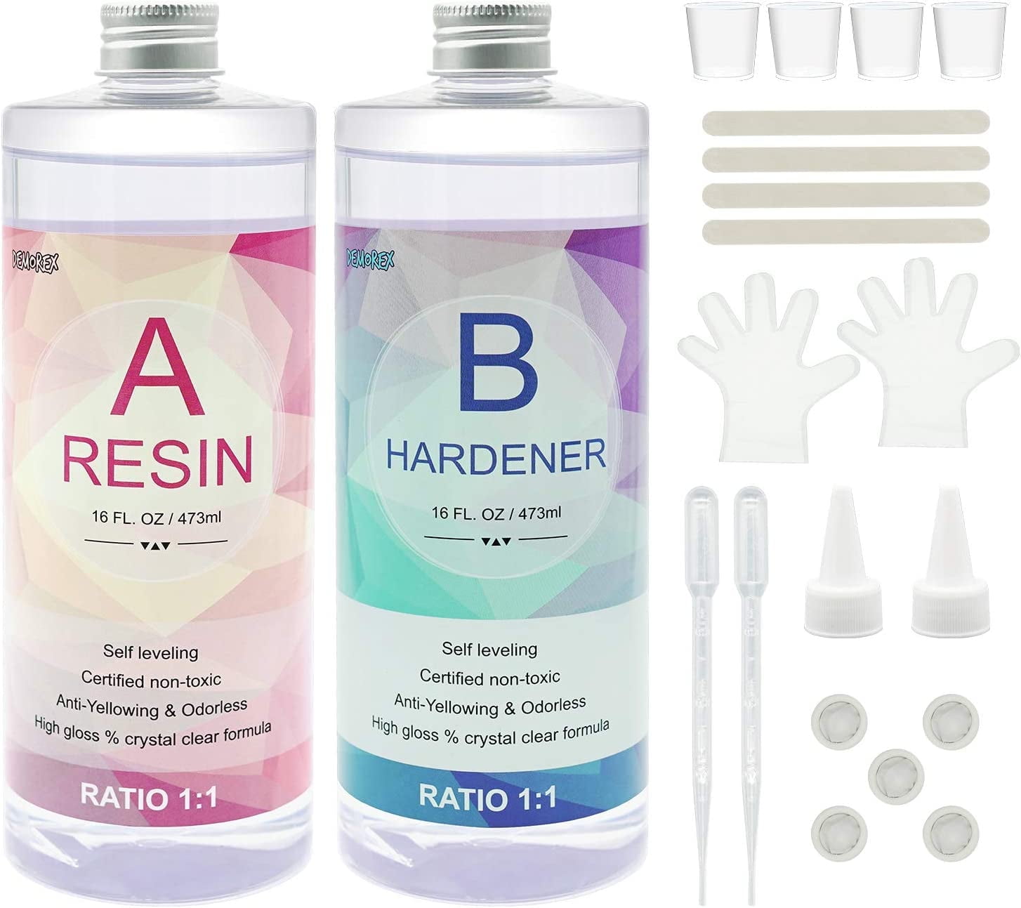 Demorex Crystal Clear Epoxy Resin Craft Kit, Anti-Yellowing Formula ...