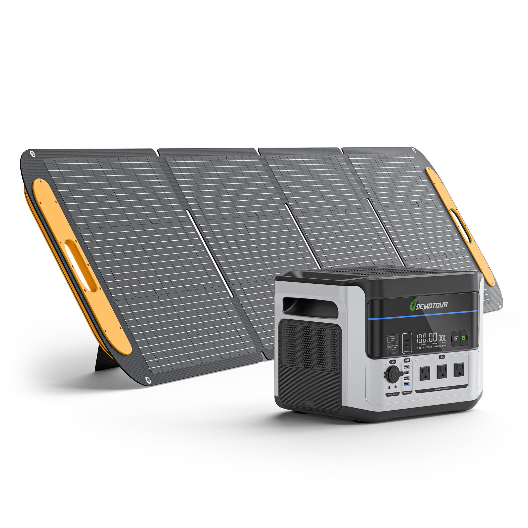 Demotour 1500W (3000W Peak) 1408Wh Solar Generator with 220W Solar ...