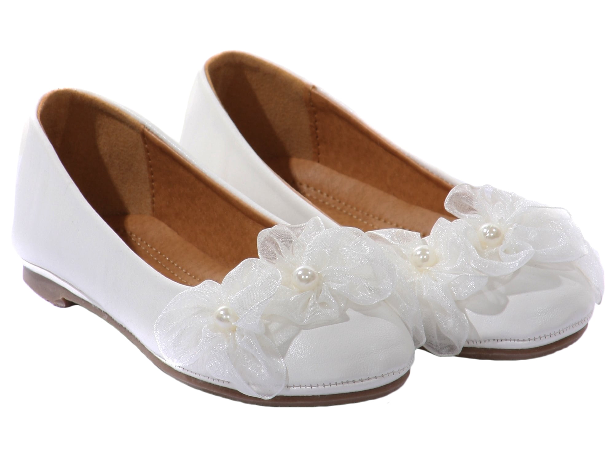 Dempsey Marie Girls Elegant Ballerina Slipper with Sheer Organza Flower ...