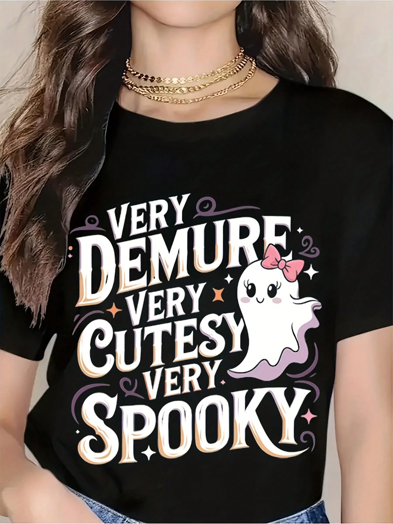 Very Demure Very Cutesy Very Spooky Ghost T-Shirt For Women - Cute ...