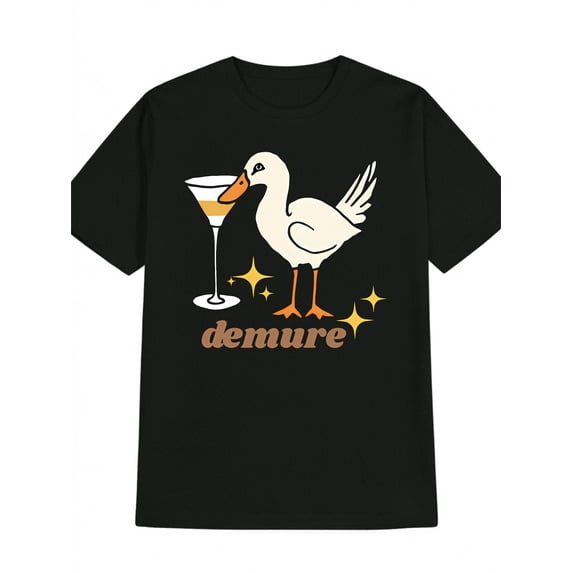 Demure Goose Cocktail Graphic Tee Funny Party Shirt - Walmart.com
