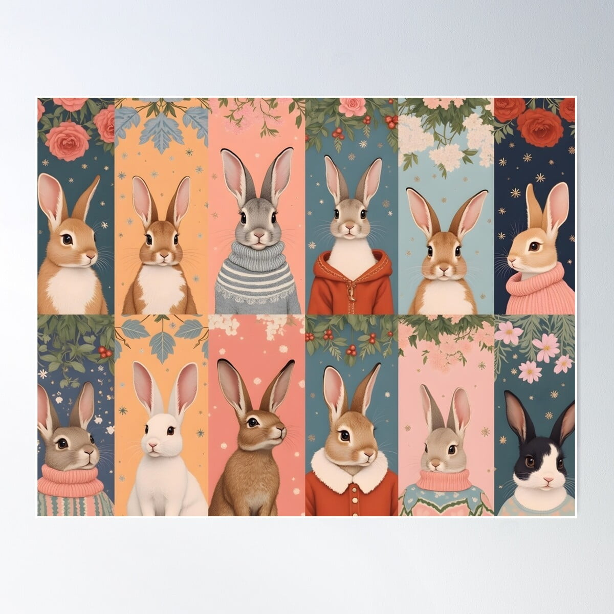 Demure Pastel Aesthetic Bunnies Bunny Art #1 Poster Wall Art, Modern ...