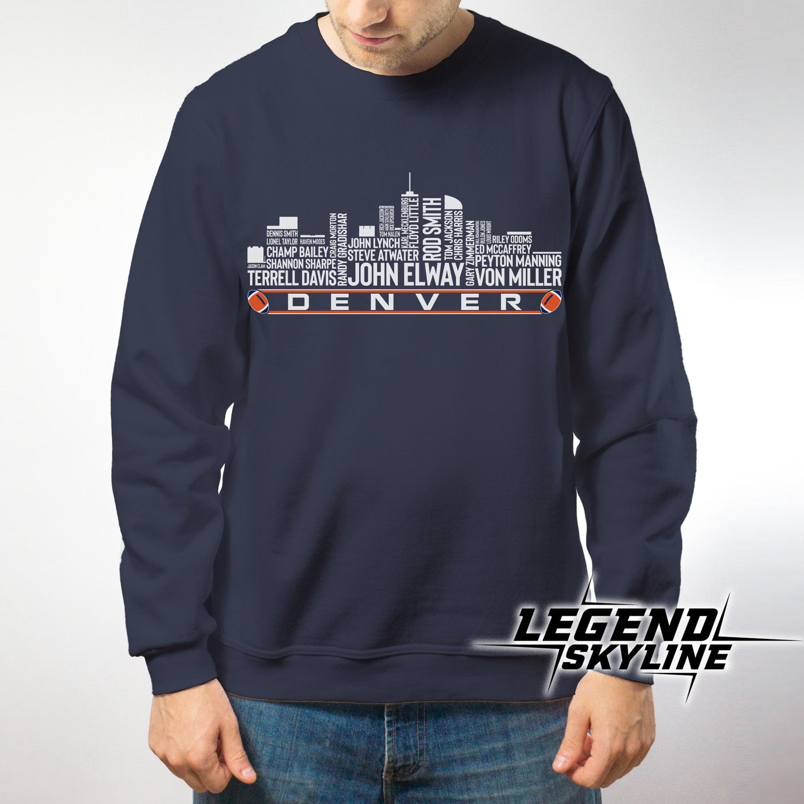 Den.ver Football Greatest Of All Time Team Legend Denver City Skyline ...
