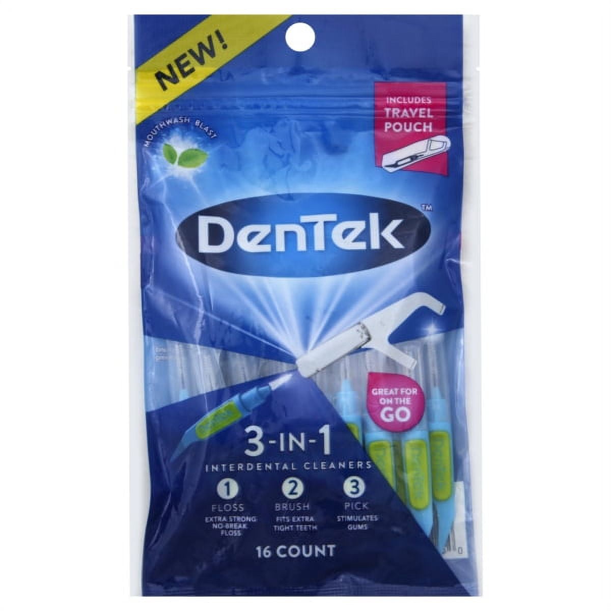 DenTek 3 in 1 Plaque Removing Interdental Brushes, 16 Count - Walmart.com