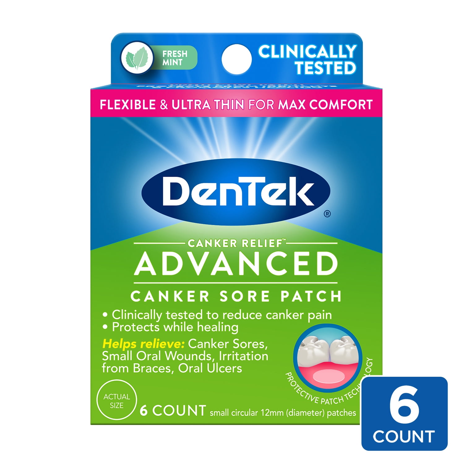DenTek Canker Relief Advanced Canker Sore Patch, 6 Count HSA/FSA ...
