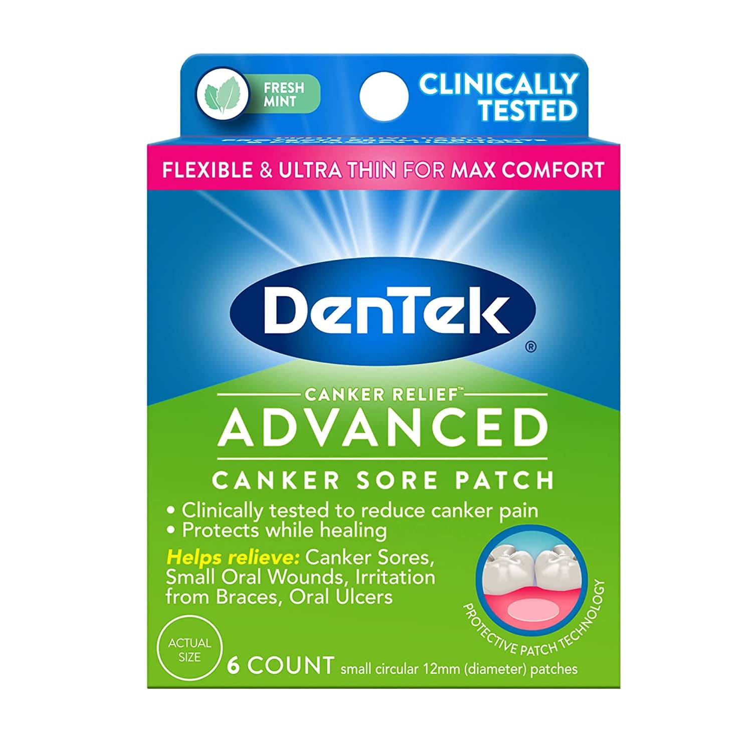 DenTek Canker Relief Canker Sore Patch, 6 Ea HSA/FSA Eligible - Walmart.com