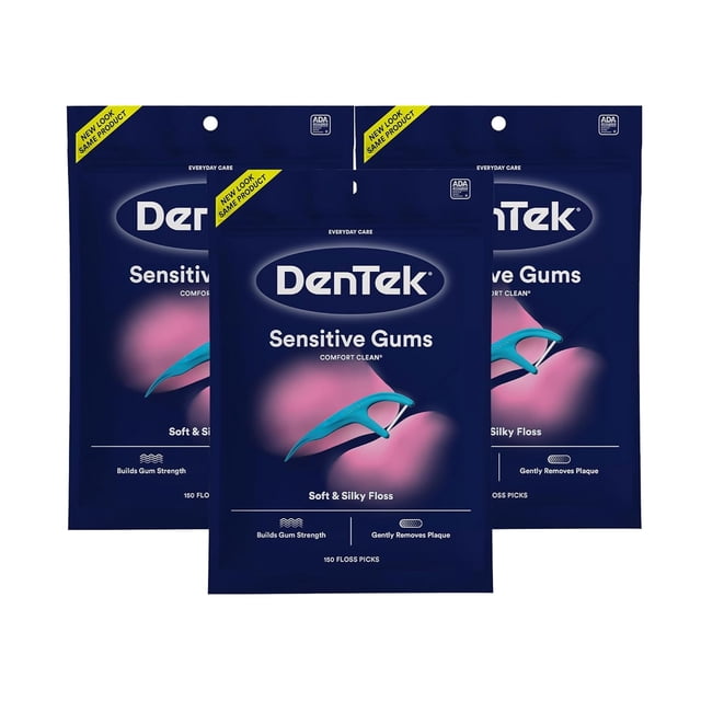 DenTek Comfort Clean Sensitive Gums Floss Picks, Soft & Silky Ribbon ...