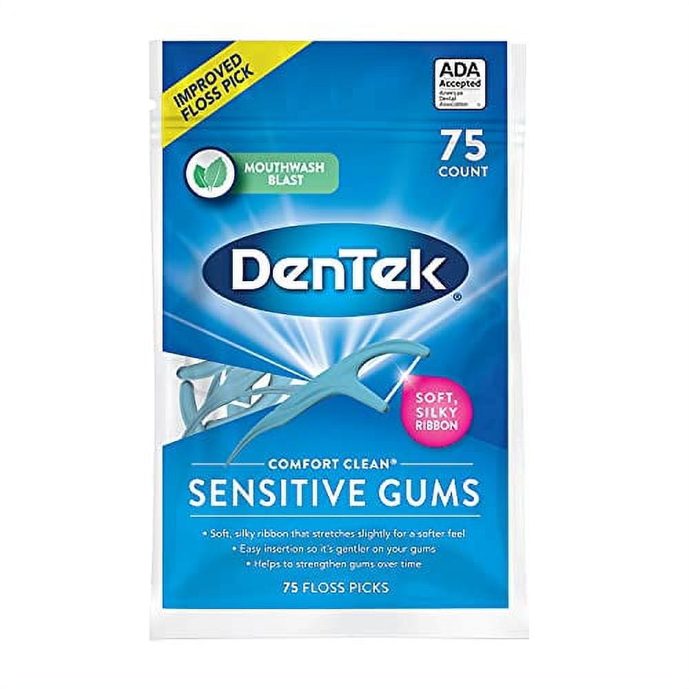 DenTek Comfort Clean Sensitive Gums Floss Picks, Soft & Silky Ribbon ...