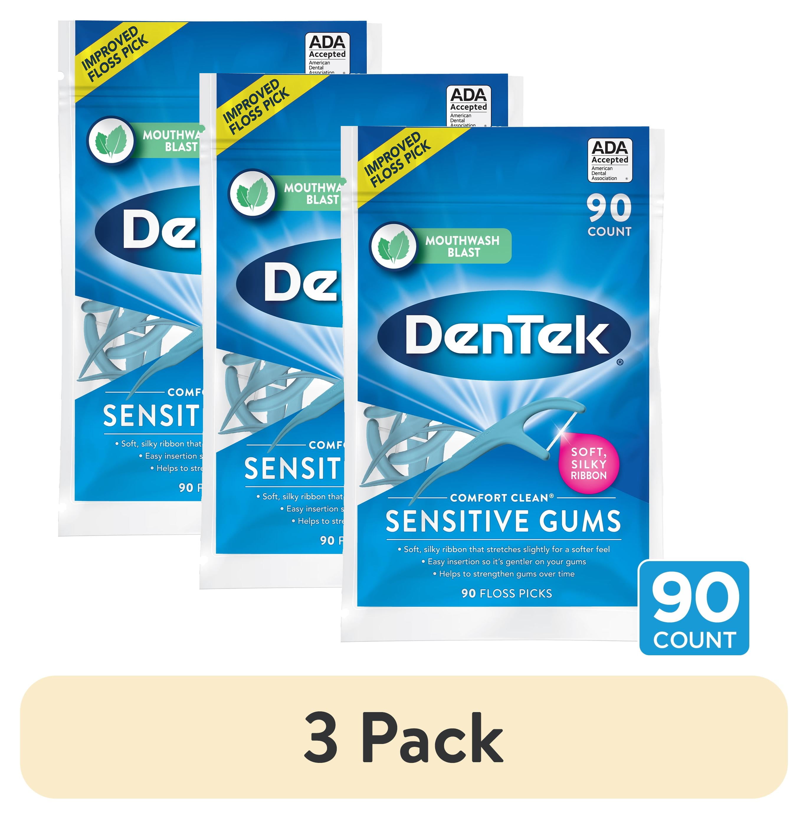 (3 pack) DenTek Comfort Clean Sensitive Gums Floss Picks, Soft & Silky ...