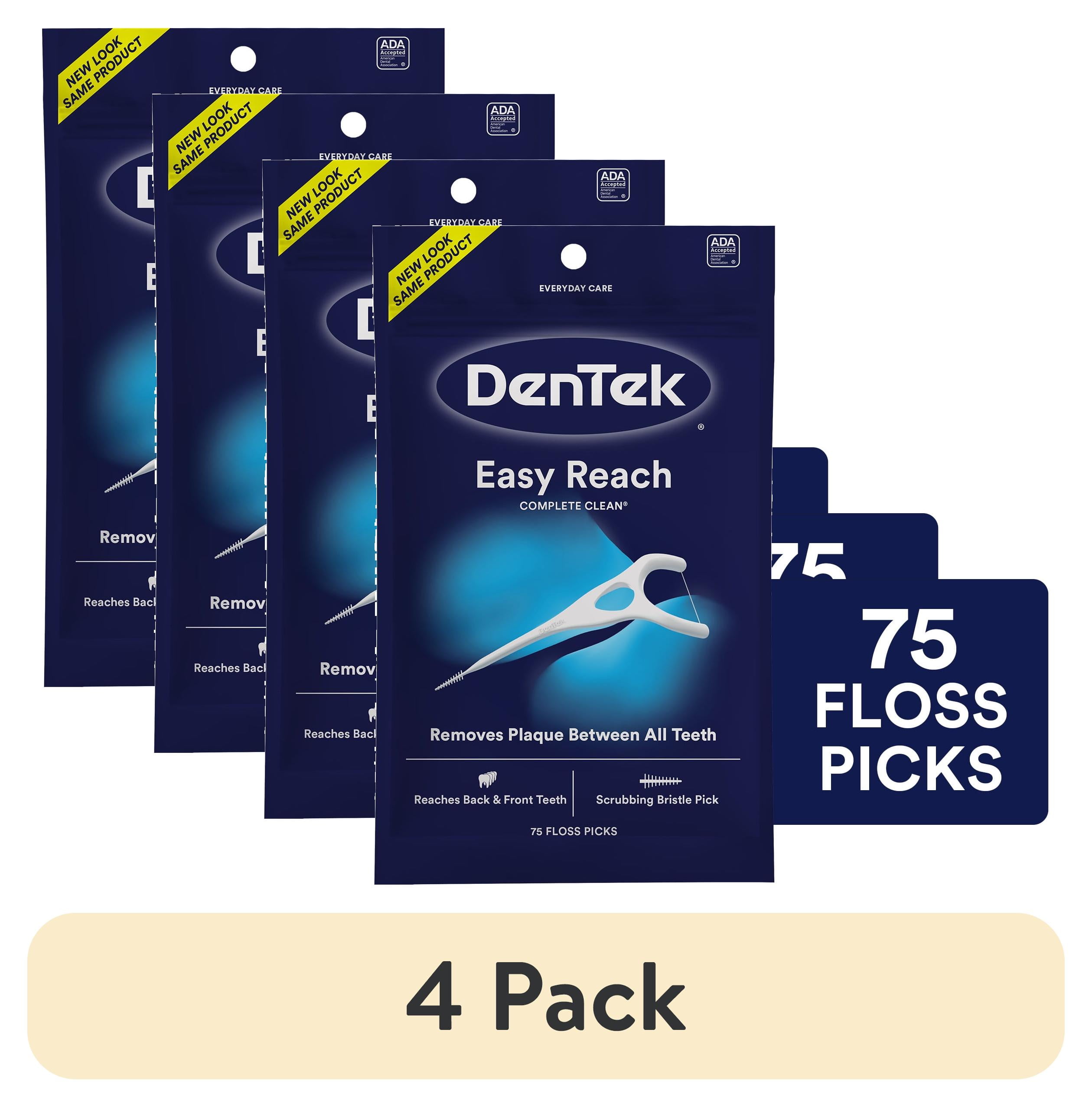 (4 pack) DenTek Complete Clean Easy Reach Floss Picks, No Break & No ...
