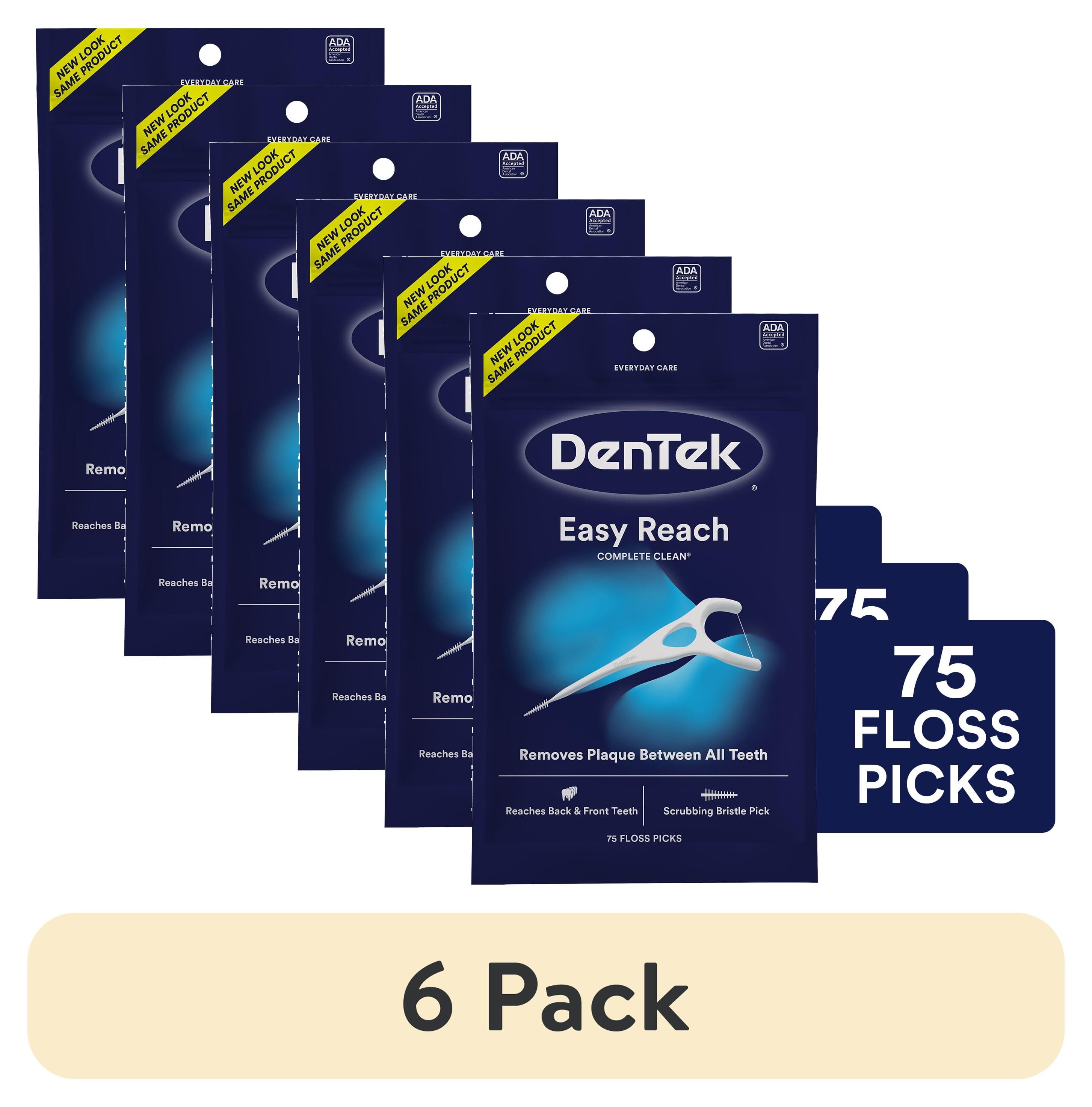 (6 pack) DenTek Complete Clean Easy Reach Floss Picks, No Break & No ...