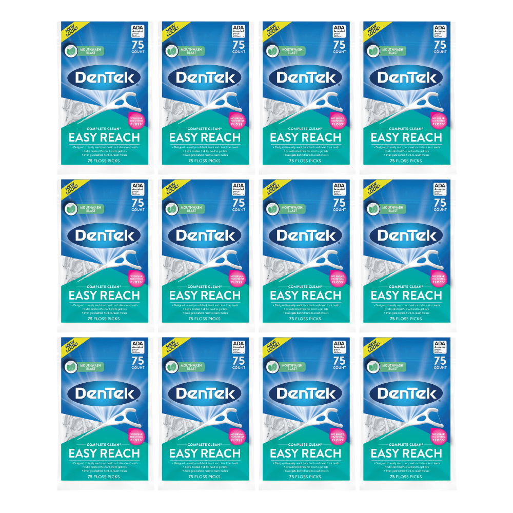 DenTek Complete Clean Easy Reach Floss Picks, 75 Count, 12 Pack ...