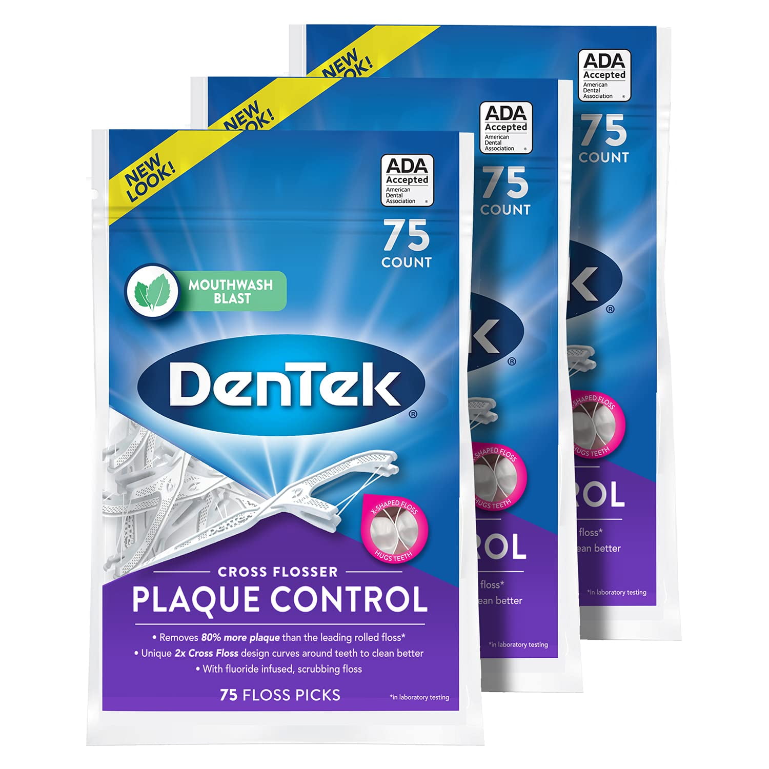 DenTek Cross Flosser Plaque AIF9 Control Floss Picks, X-Shaped Floss ...