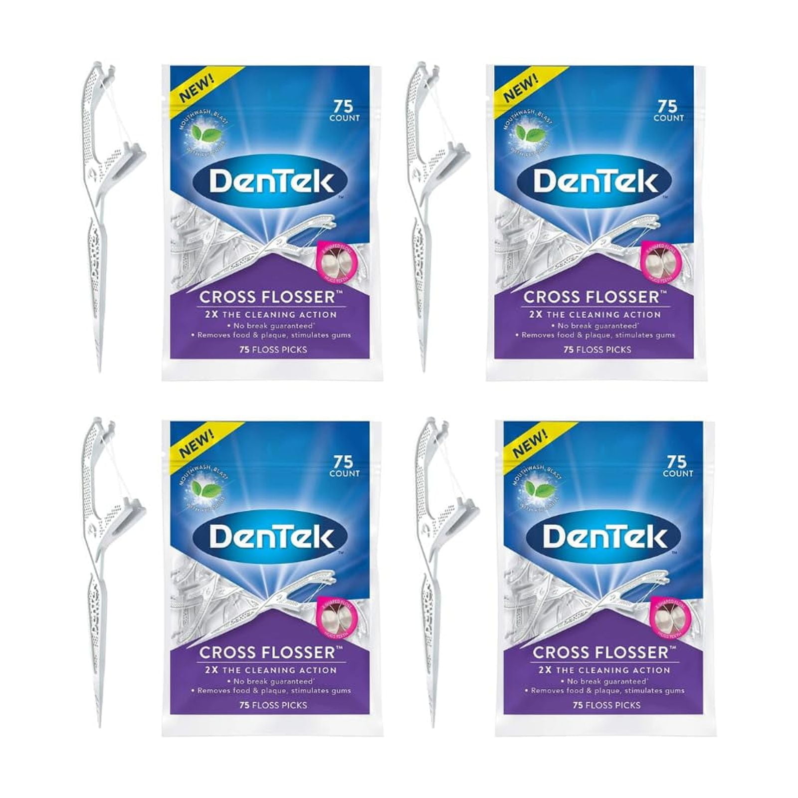 DenTek Cross Flosser Plaque MSF2 Control Floss Picks, X-Shaped Floss ...