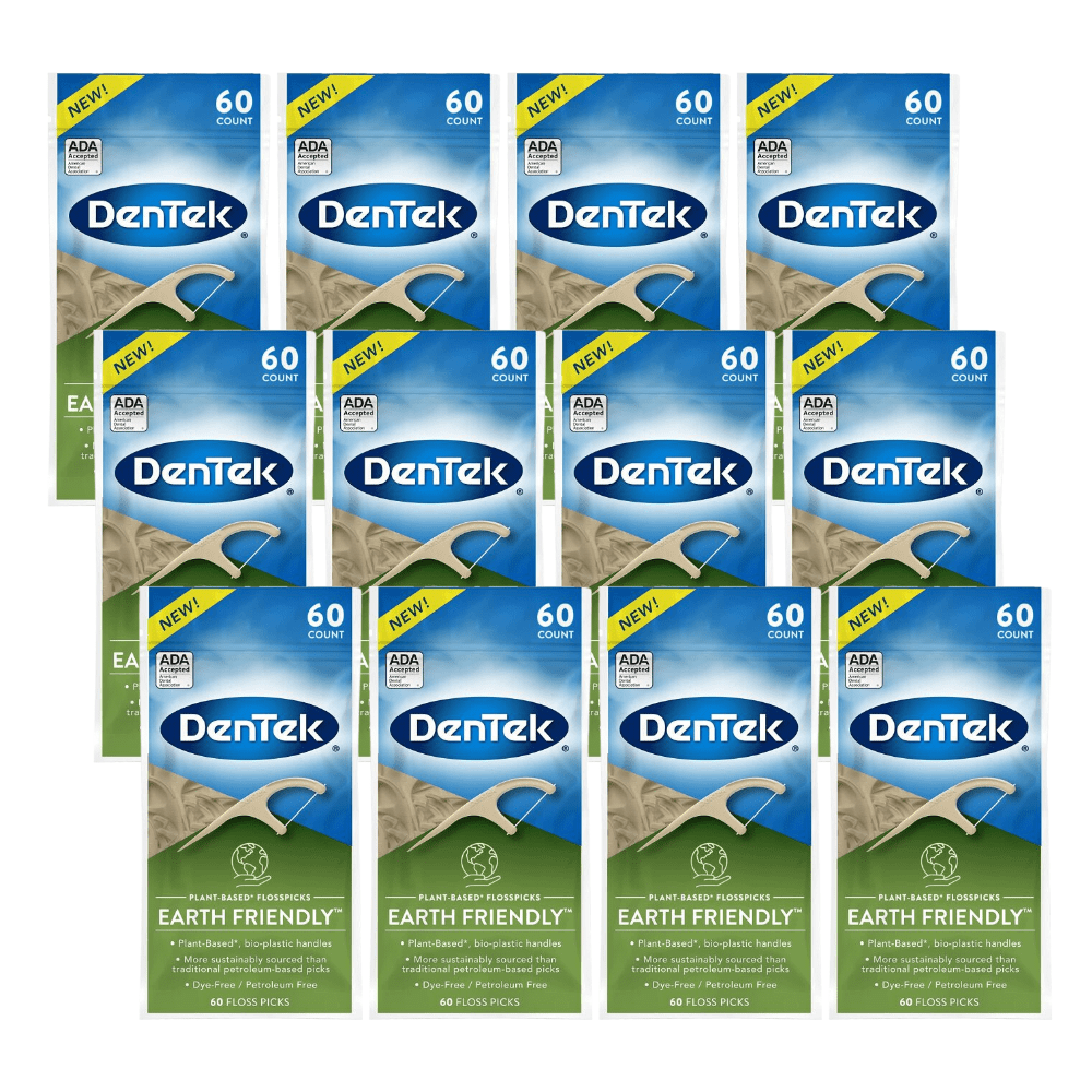 DenTek Earth Friendly Floss Picks, Plant-Based Floss Picks, Floss Picks ...