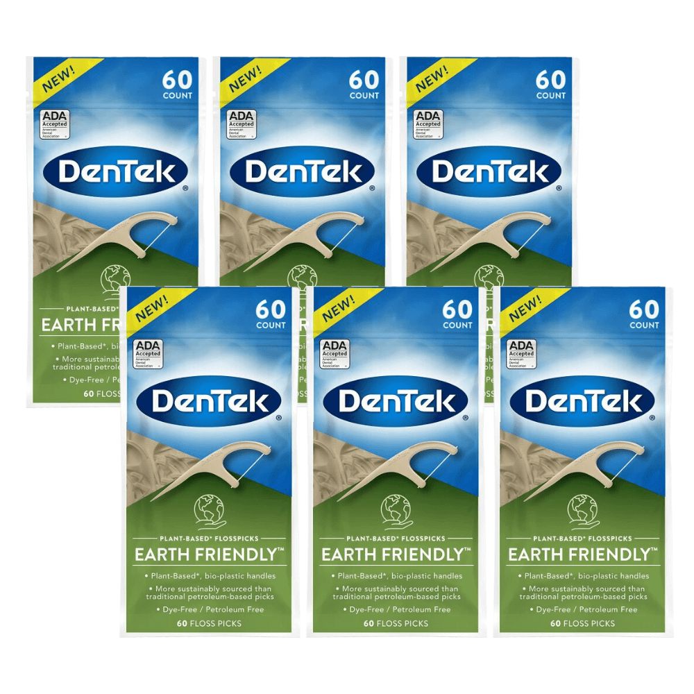 DenTek Earth Friendly Floss Picks, Plant-Based Floss Picks, Floss Picks ...
