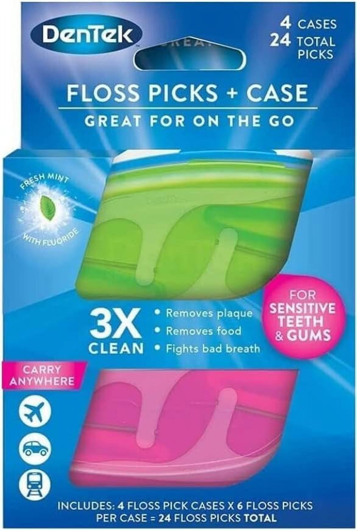 DenTek Floss Picks & Travel Case for On-The-Go, 4 Travel Cases with 6 ...
