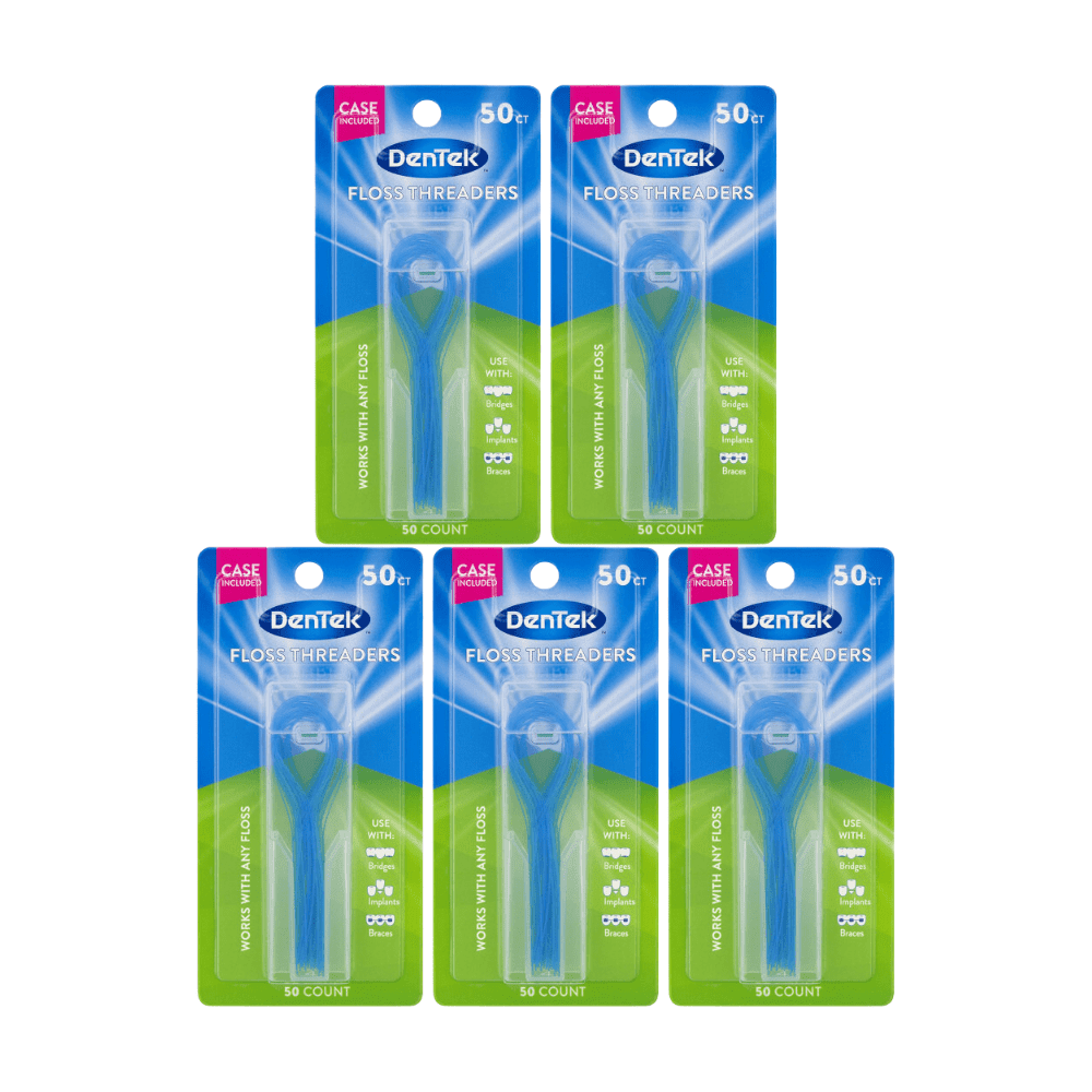 DenTek Floss Threaders, For Braces, Bridges, and Implants, 50 Count - 5 ...