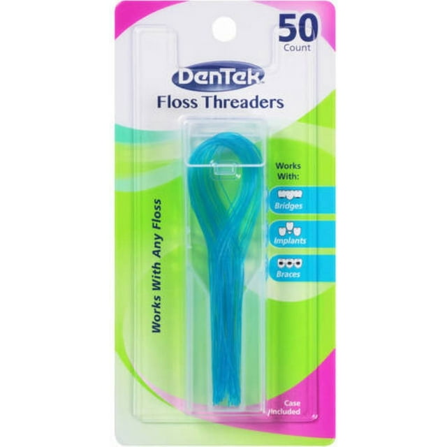 DenTek Floss Threaders for Braces, Bridges, Implants, 50 Count, Pack of ...