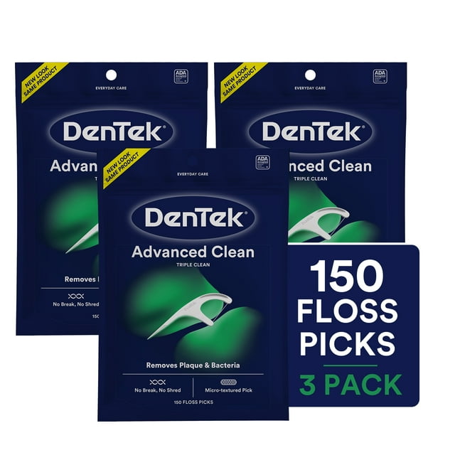 DenTek Advanced Clean Dental Floss Picks, No Break & No Shred Floss ...