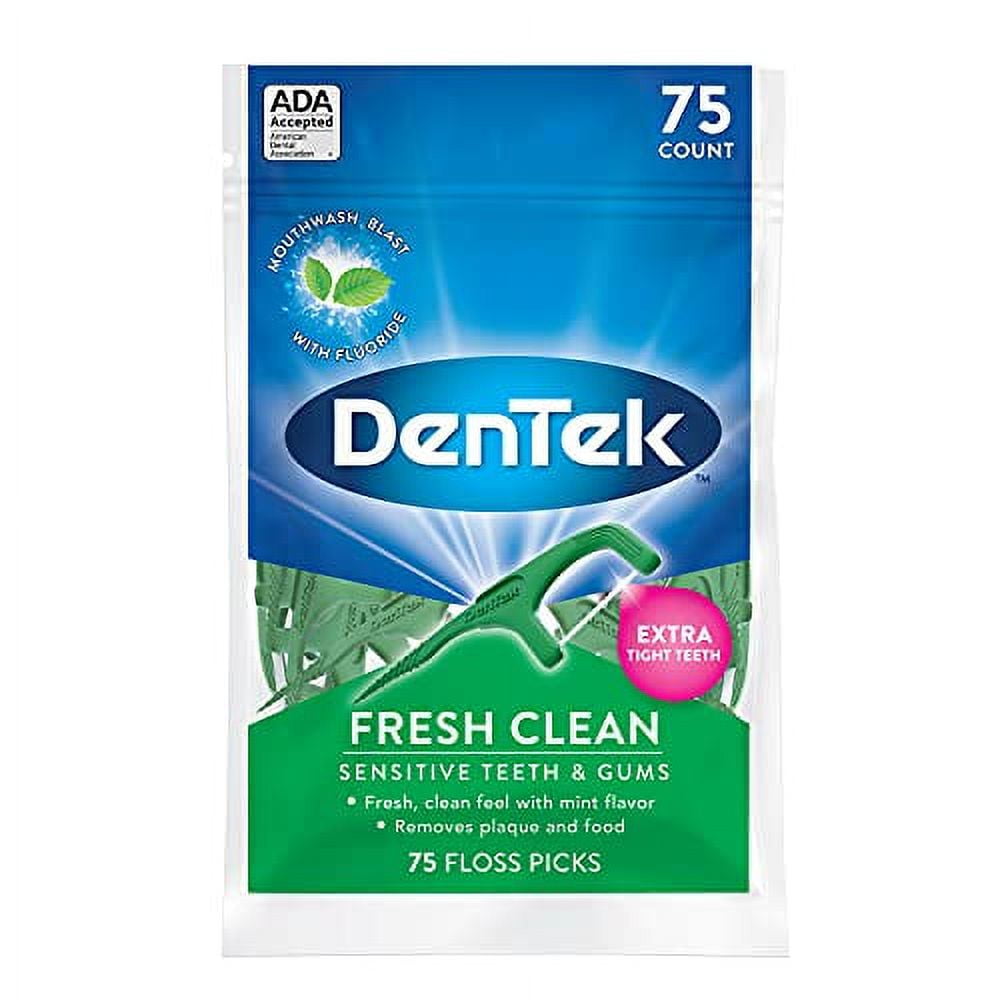 DenTek Long Flossers Fresh Clean Floss Picks, For Extra Tight Teeth, 75 ...