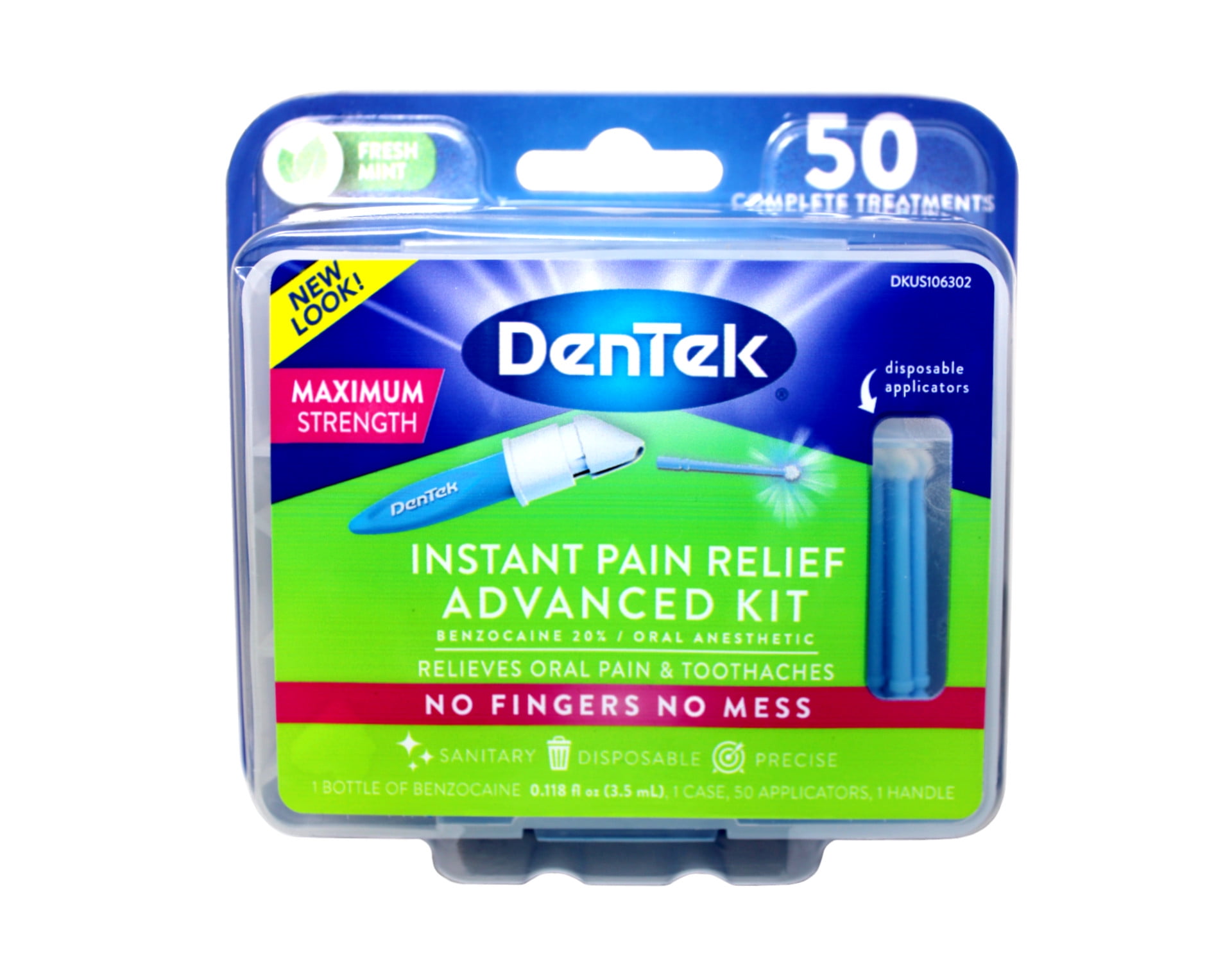 DenTek Instant Pain Relief Kit, Benzocaine 20%, Toothache and Gum Pain ...