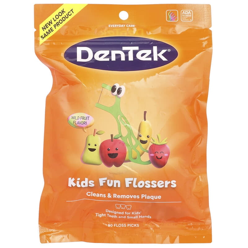DenTek, Kids Fun Flossers, Wild Fruit, 90 Floss Picks Pack of 2 ...