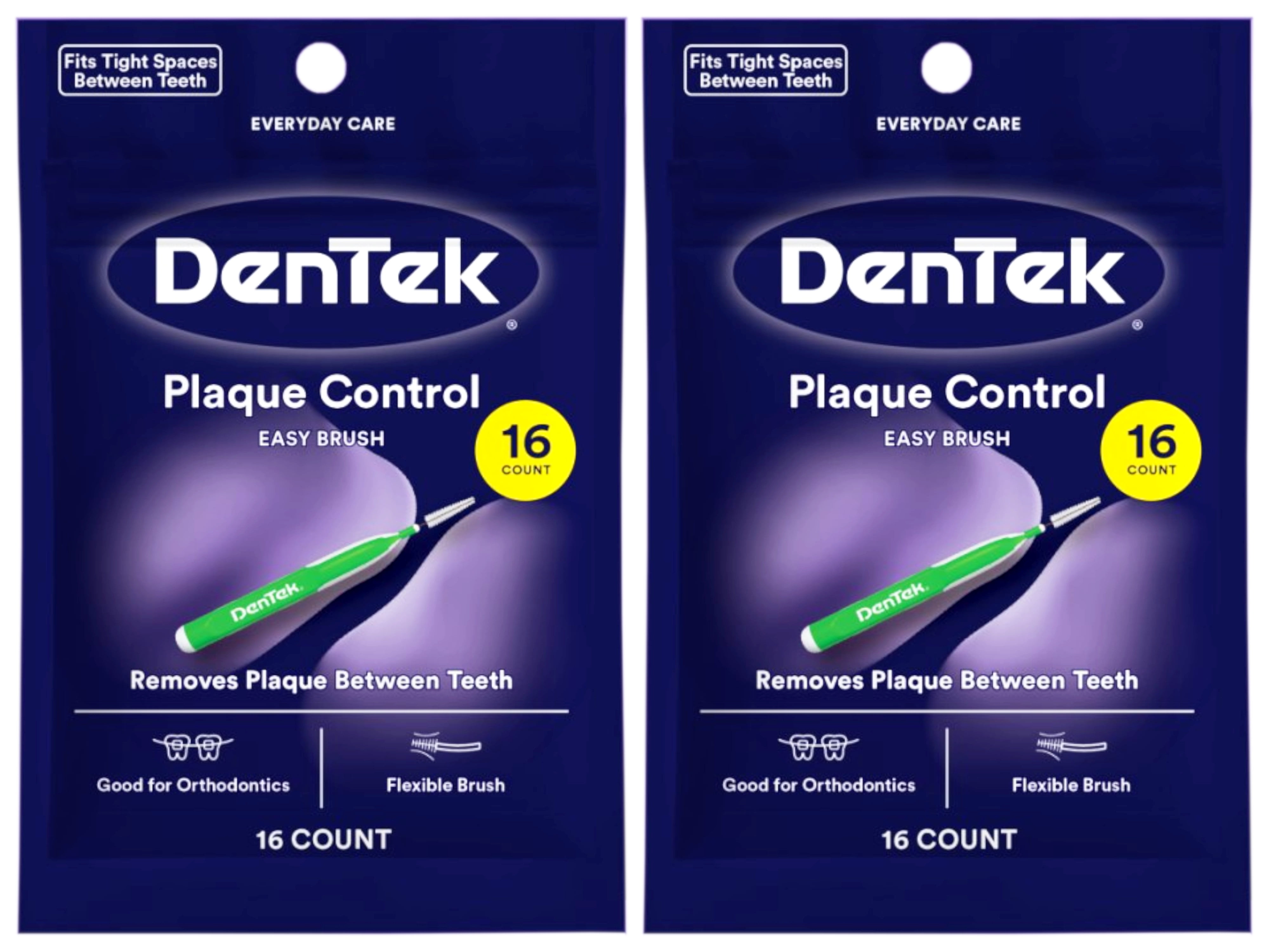 DenTek Plaque Control Interdental Cleaners Tight, Fresh Mint, 16ct, 2 ...