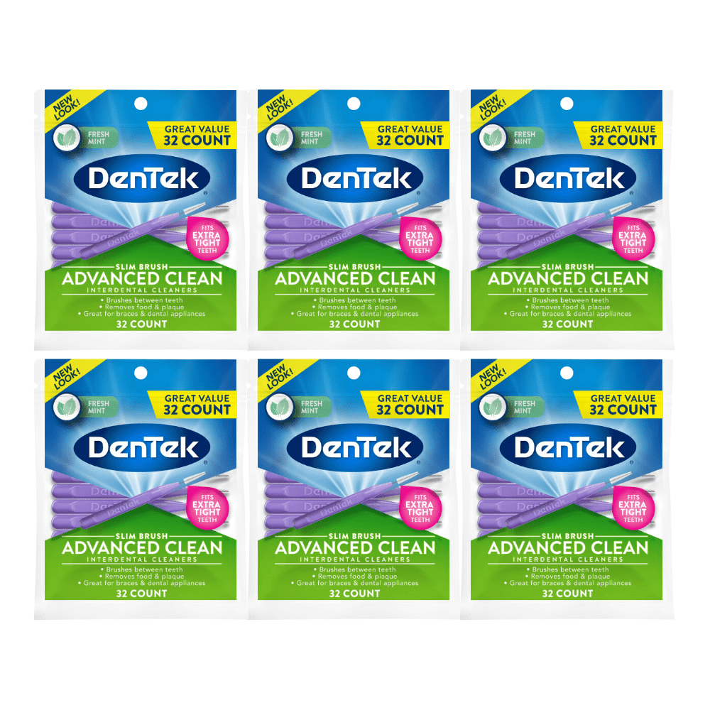DenTek Slim Brush Interdental Cleaners, Fresh Mint, Tight Spaces, 32 ...