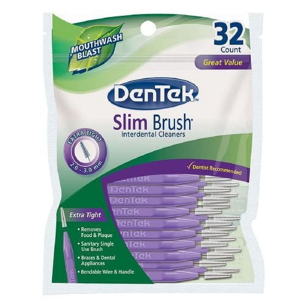 DenTek Slim Brush Interdental Cleansers, Extra Tight, Mouthwash Blast ...