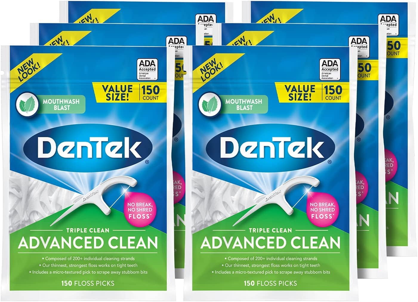 DenTek Triple Clean Advanced Clean Floss Picks, No Break & No Shred ...