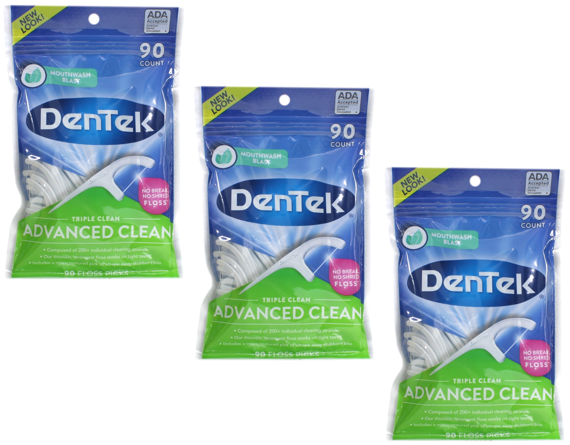 DenTek Dental Flossers, Triple Clean Advanced Teeth Floss Picks, No ...