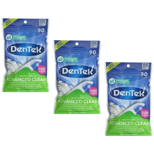 DenTek Dental Tooth Triple Clean Floss Picks, 90 Count (Pack of 3 ...