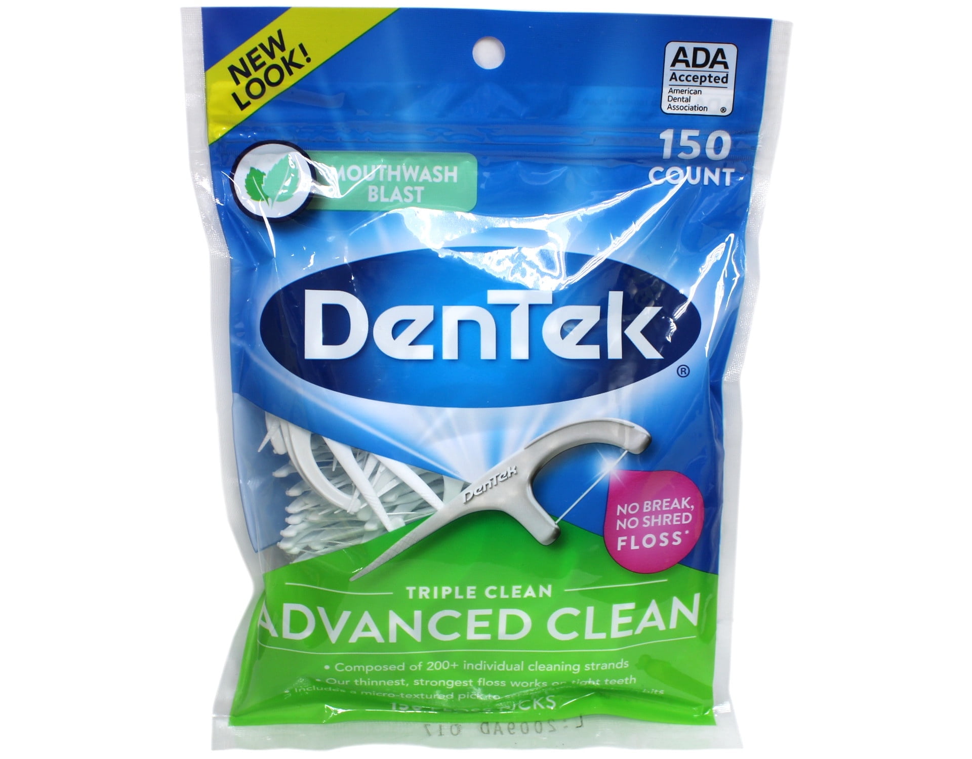 DenTek Triple Clean Floss Picks Mouthwash Blast 150 Each (Packaging May ...