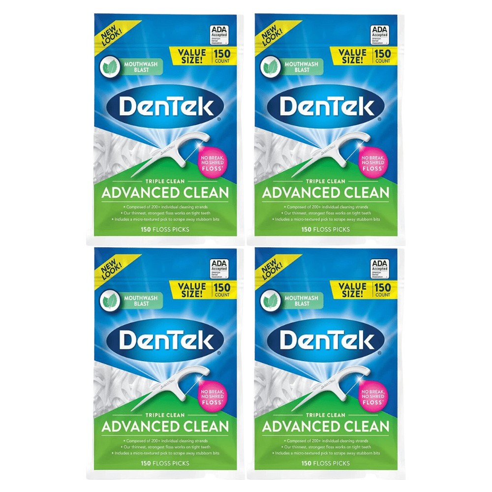 DenTek Triple Clean Floss Picks, No Break Guarantee, 150 CT (Pack - 4 ...