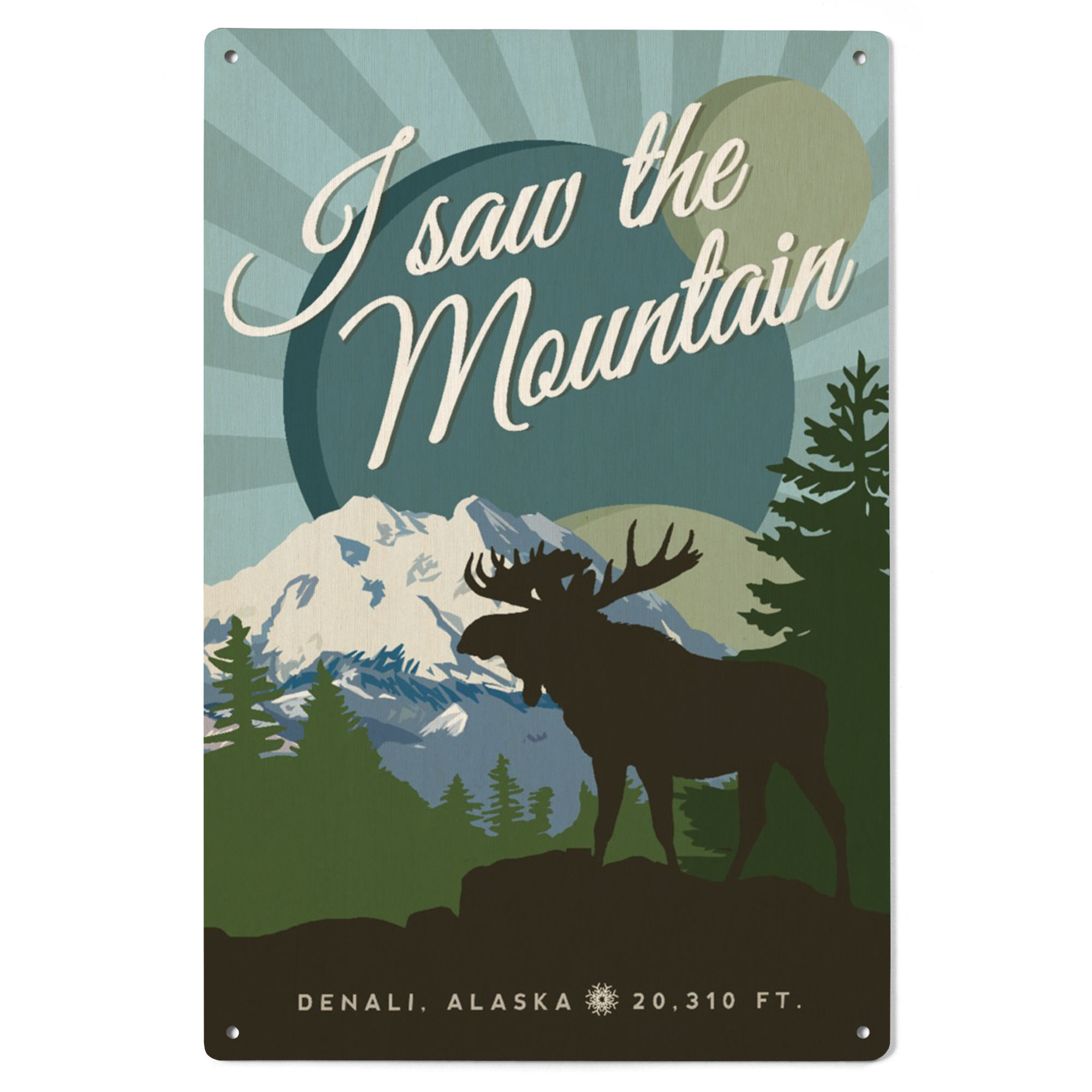 Denali, Alaska, I Saw the Mountain, Moose Silhouette Birch Wood Wall ...