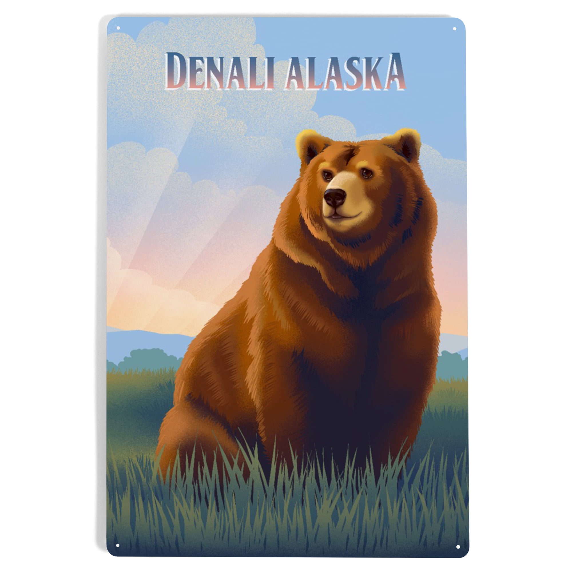 Denali, Alaska, Lithograph Wildlife Series, Grizzly Bear (12x18 ...