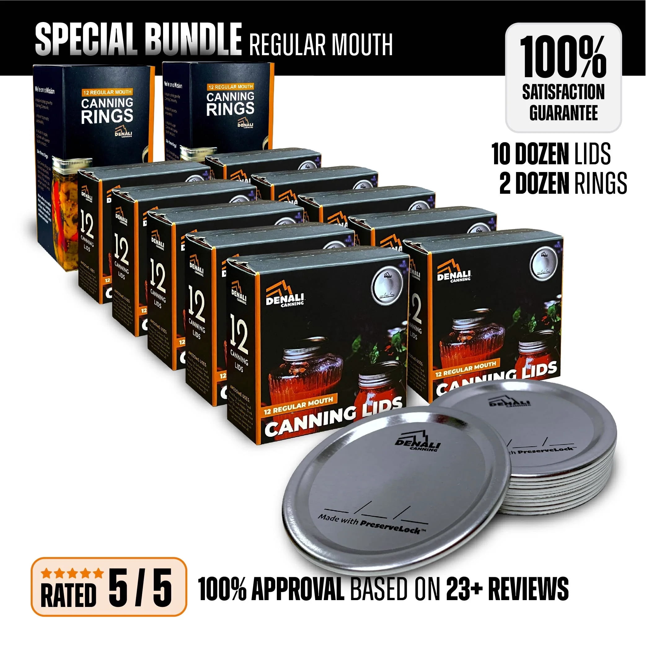 Denali Canning Lids and Rings | 10 Regular Lid 12-Packs | 2 Regular ...