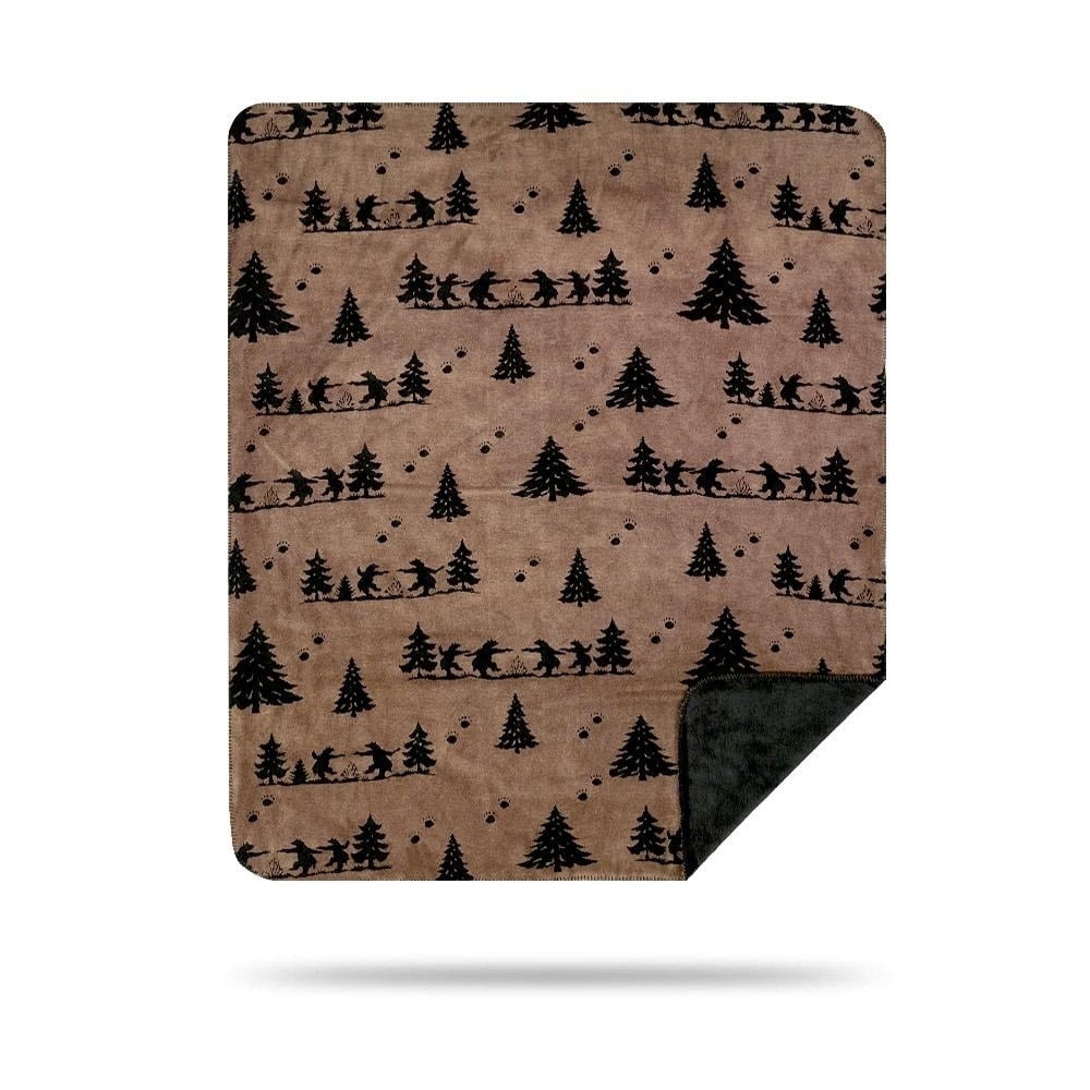 Denali Home Collection Denali Bear Boogie/Black Microplush Blanket ...