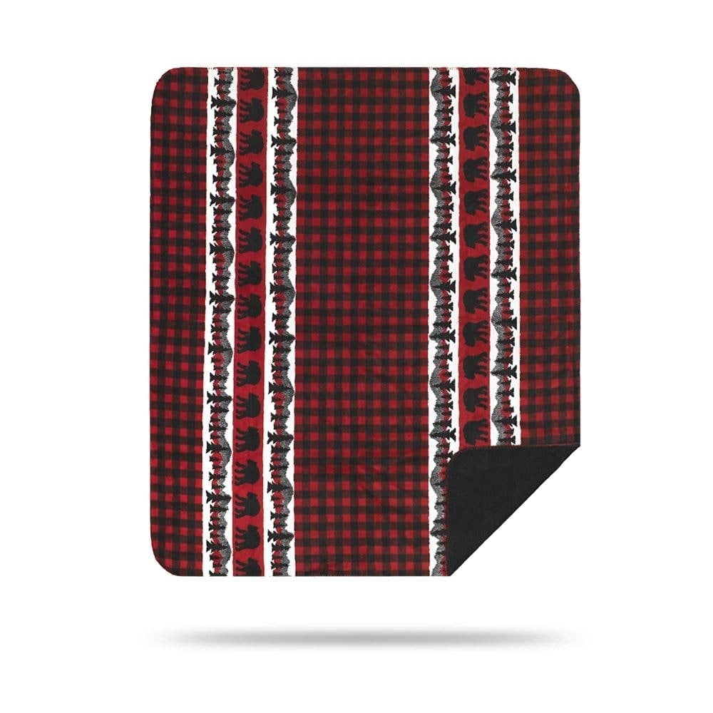 Denali Home Collection Denali Bear Plaid Border/Black Microplush ...