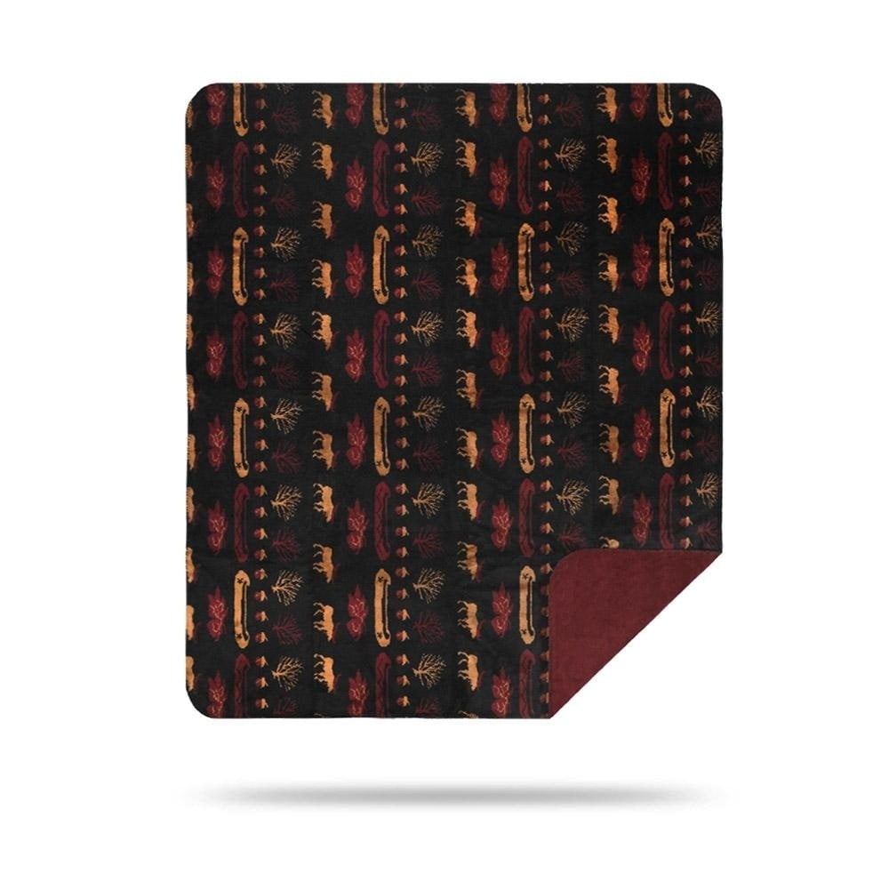 Denali Home Collection Denali Black Denali Lake/Merlot Microplush ...