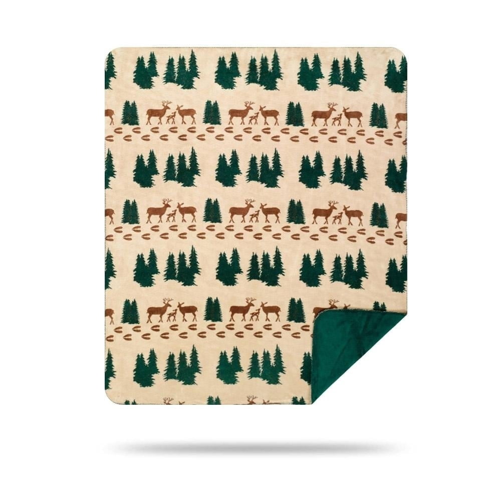 Denali Home Collection Denali Deer/Spruce Microplush Blanket - Walmart.com