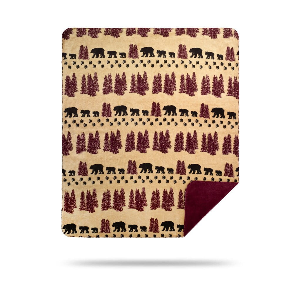 Denali Home Collection Denali Wheat Denali Bear/Merlot Blanket ...