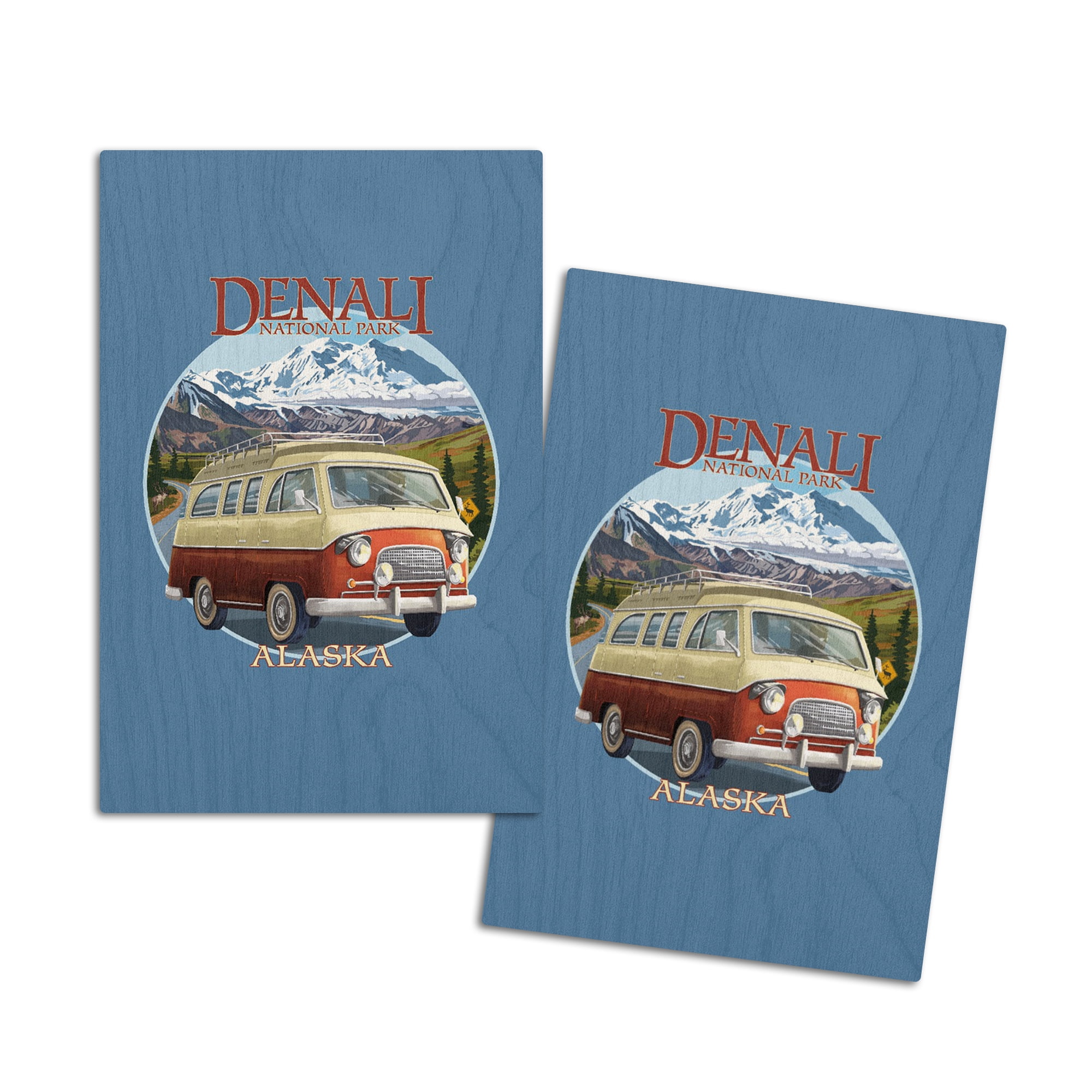 Denali National Park, Alaska, Camper Van, Contour (4x6 Birch Wood ...