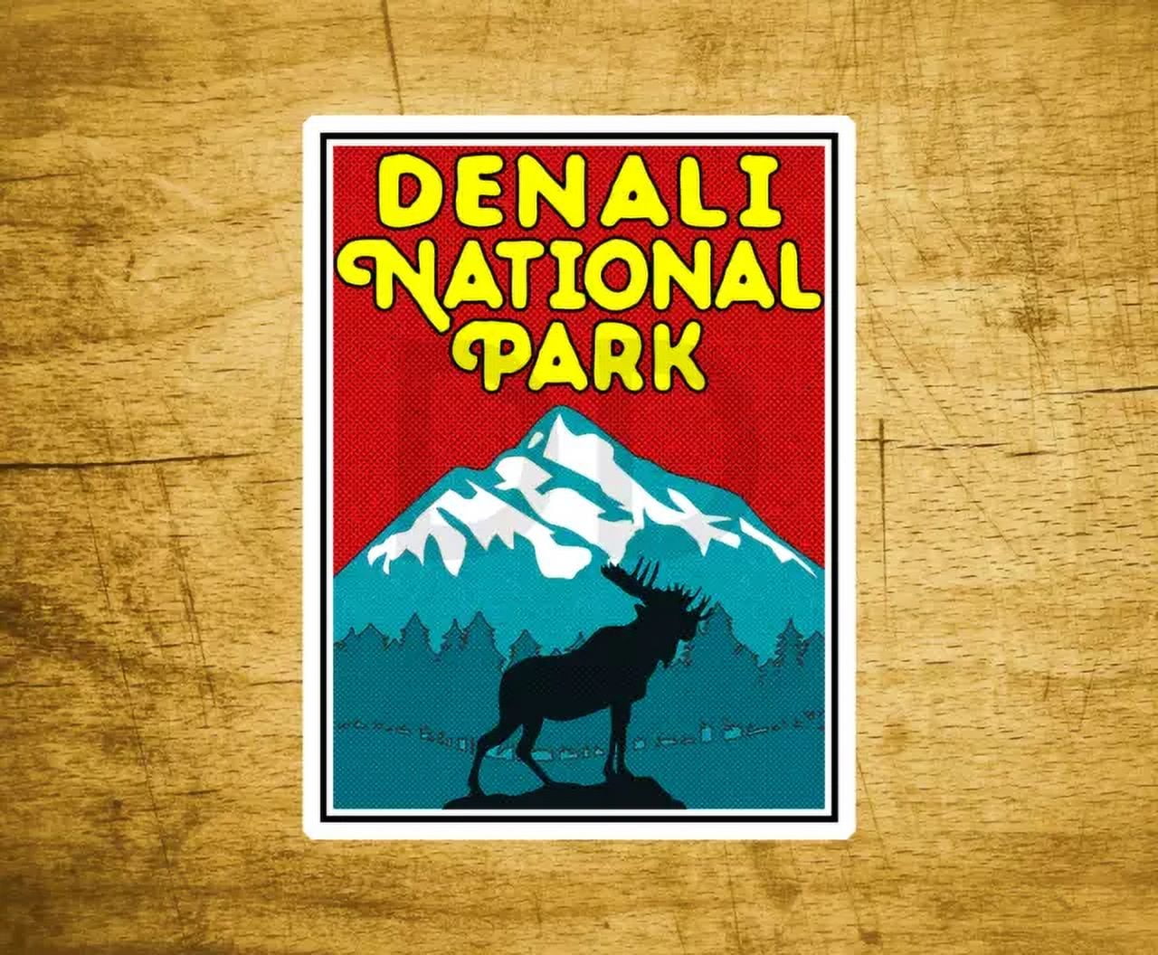 Denali National Park Alaska Decal Sticker Moose Mountains Nature Camper ...