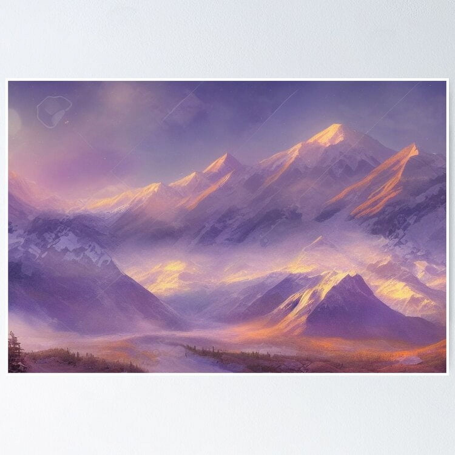 Denali National Park Ethereal digital painting with Dramatic Coloring 1 Poster, 24x36 UNFRAMED ...