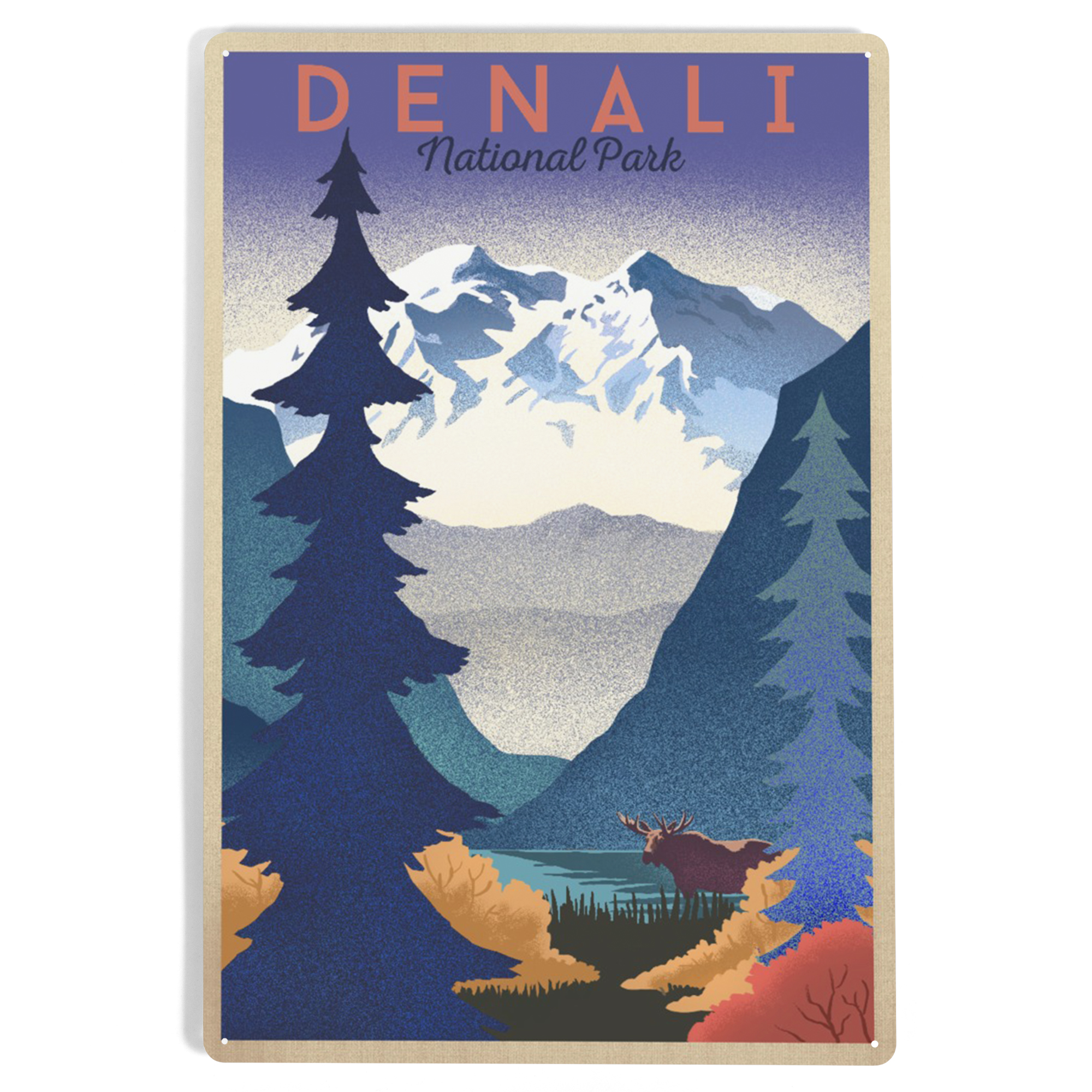 Denali National Park, Mountain Scene, Lithograph (12x18 Aluminum Art ...