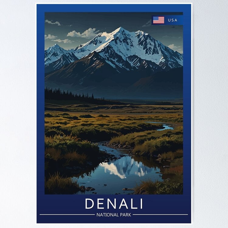 Denali National Park USA Travel UNFRAMED Poster, 12x18 - Walmart.com