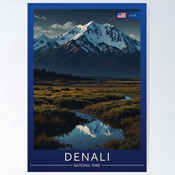 Denali National Park Usa Travel Poster, Poster Home Decor, Poster Only ...