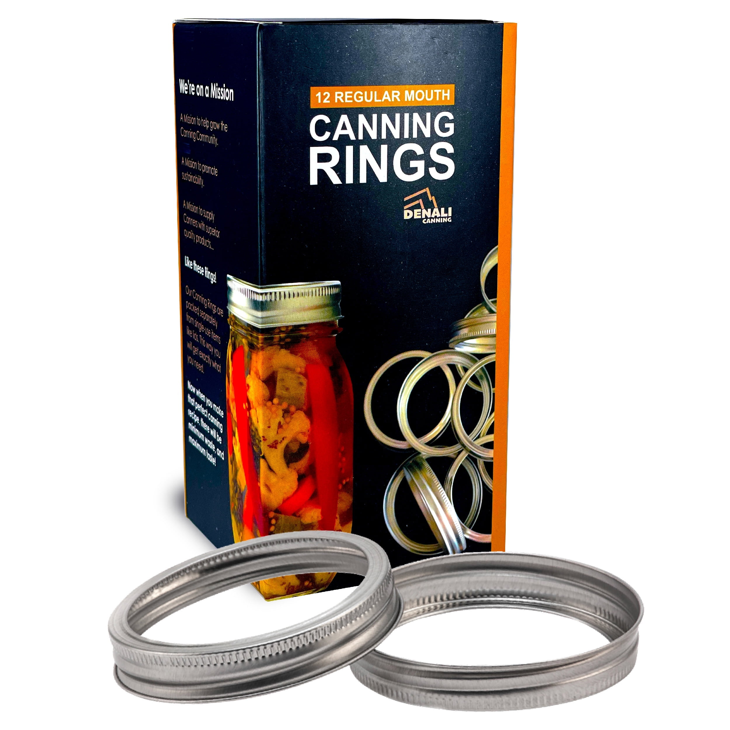Denali Canning Rings, Regular Mouth, 12-Pack, Forged Steel Bands ...